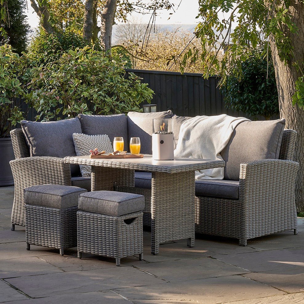 Barbados Slate Grey Outdoor Compact Corner Seating Set with Ceramic To ...