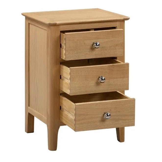 Cotswold Oak 3 Drawer Bedside Table – Duck Barn Interiors