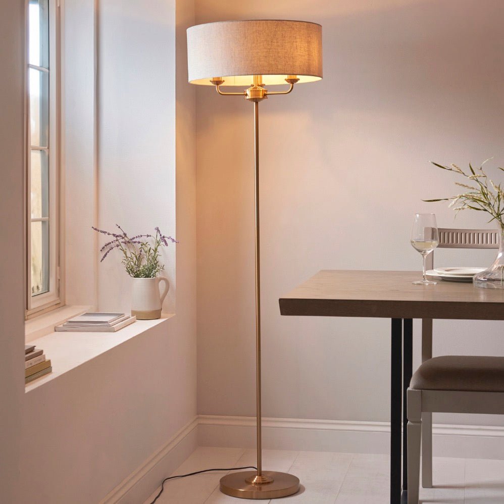 Highclere 3 Light Floor Lamp - Vintage Brass – Duck Barn Interiors