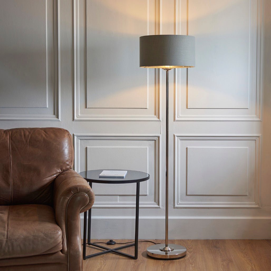 Highclere Floor Lamp - Bright Nickel – Duck Barn Interiors