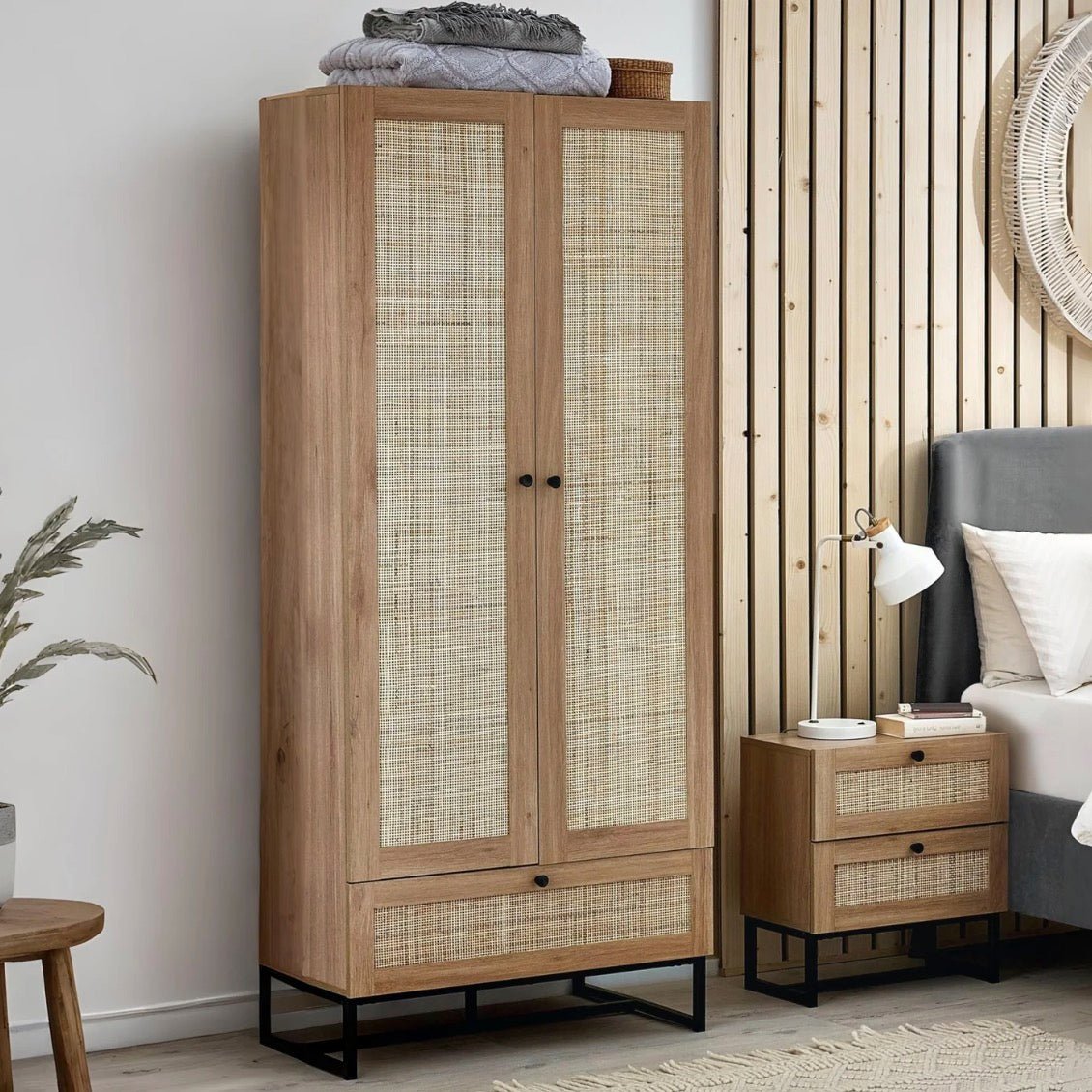 Padstow Double Wardrobe With Low Drawer - Oak – Duck Barn Interiors