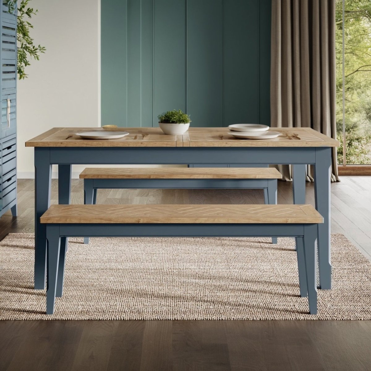 Signature Blue Dining Bench (2 Sizes) – Duck Barn Interiors