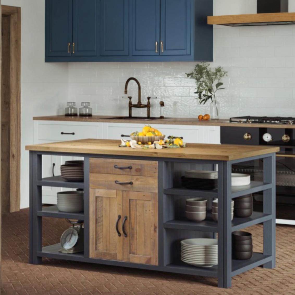 Splash of Blue Kitchen Island – Duck Barn Interiors