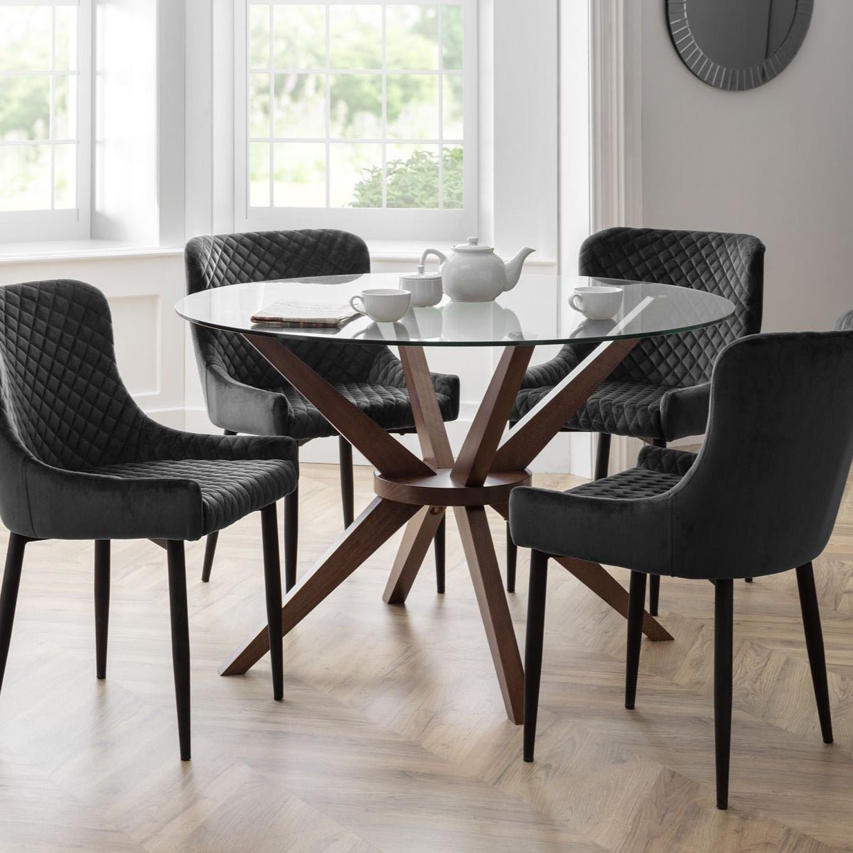 Chelsea Round Glass Top Dining Table - 120cm – Duck Barn Interiors