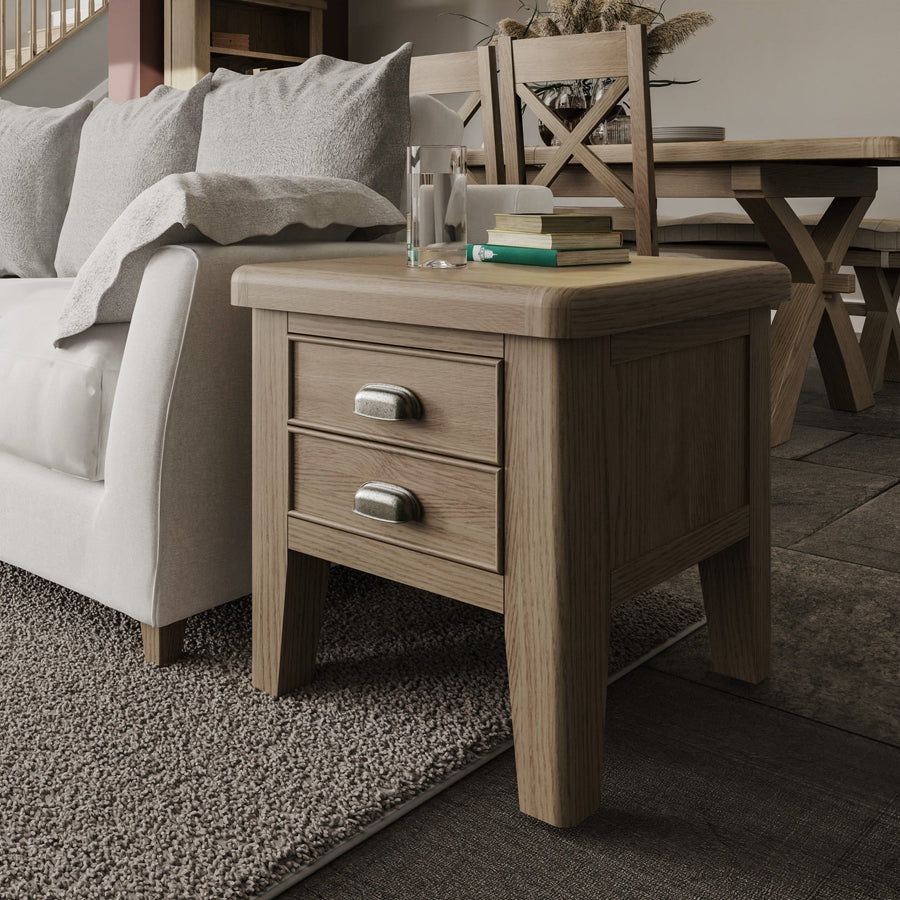 Rusper Oak 2 Drawer Side Table – Duck Barn Interiors