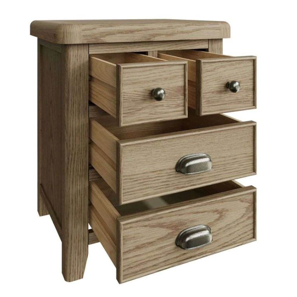 Rusper Oak 4 Drawer Bedside Table - Extra Large – Duck Barn Interiors