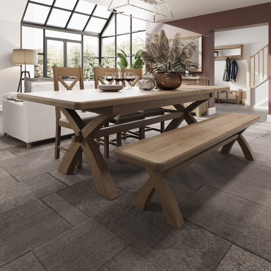 Rusper Oak Cross Leg Extending Dining Table - 2M – Duck Barn Interiors