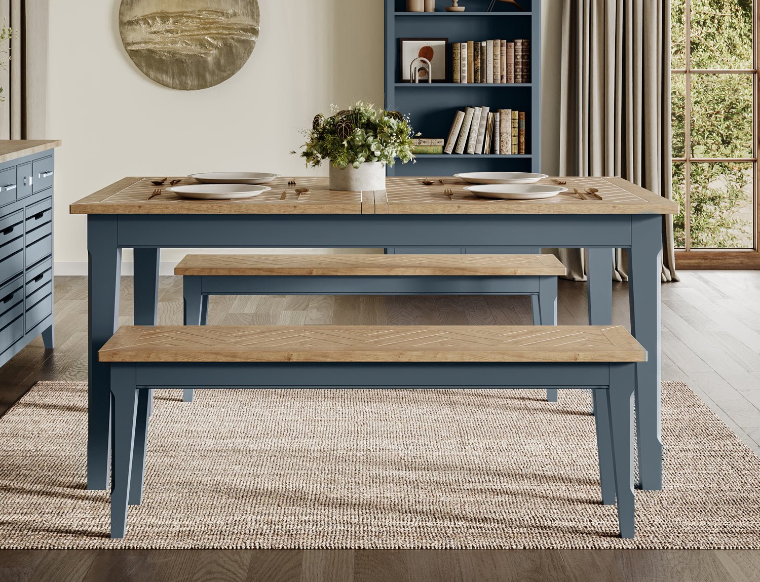 Signature Blue Extending Dining Table – Duck Barn Interiors