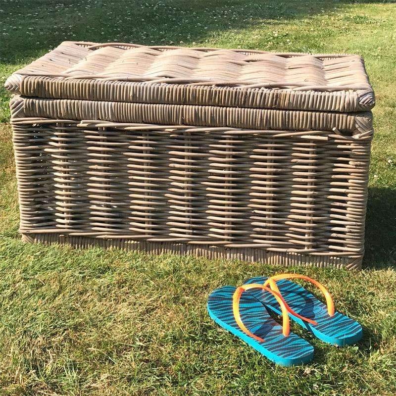 Small Grey Wicker Storage Chest With Lid | Duck Barn Interiors