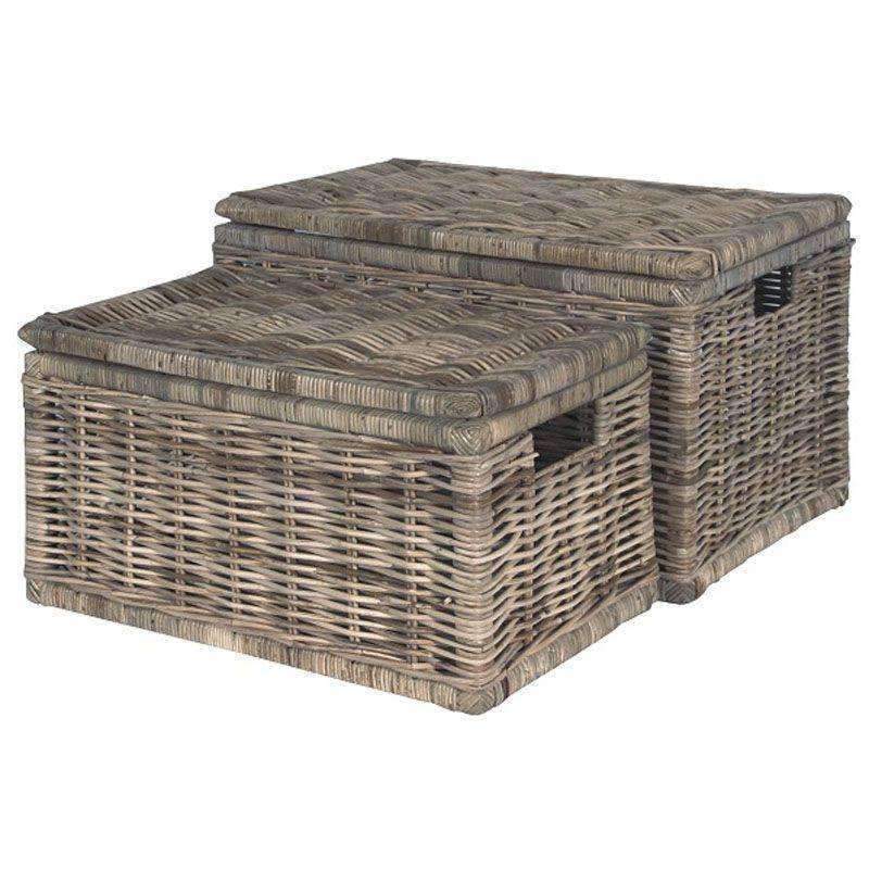 Small Grey Wicker Storage Chest With Lid | Duck Barn Interiors
