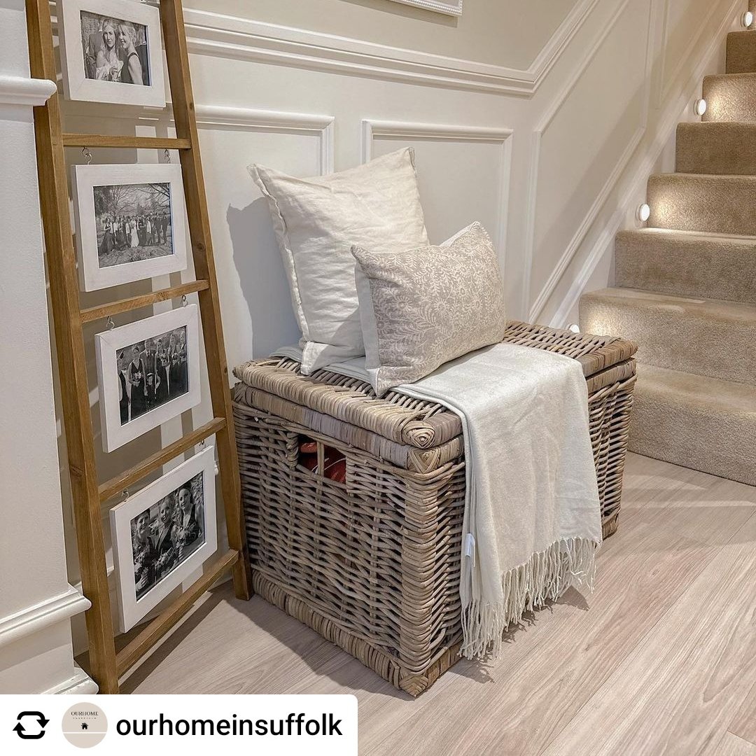 Small Grey Wicker Storage Chest With Lid | Duck Barn Interiors