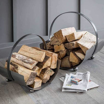 Small Steel Round Log Holder – Duck Barn Interiors